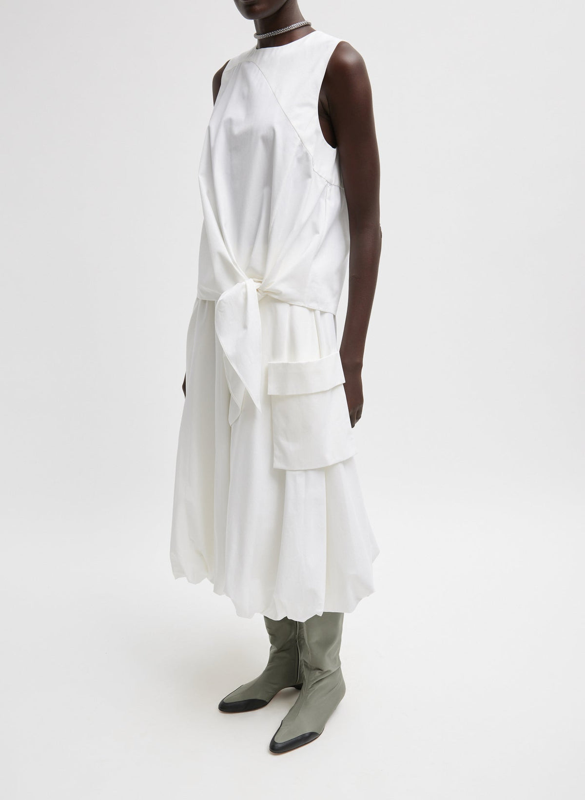 Tibi Biotwill Easy Tie Top in Optic White – Pivot