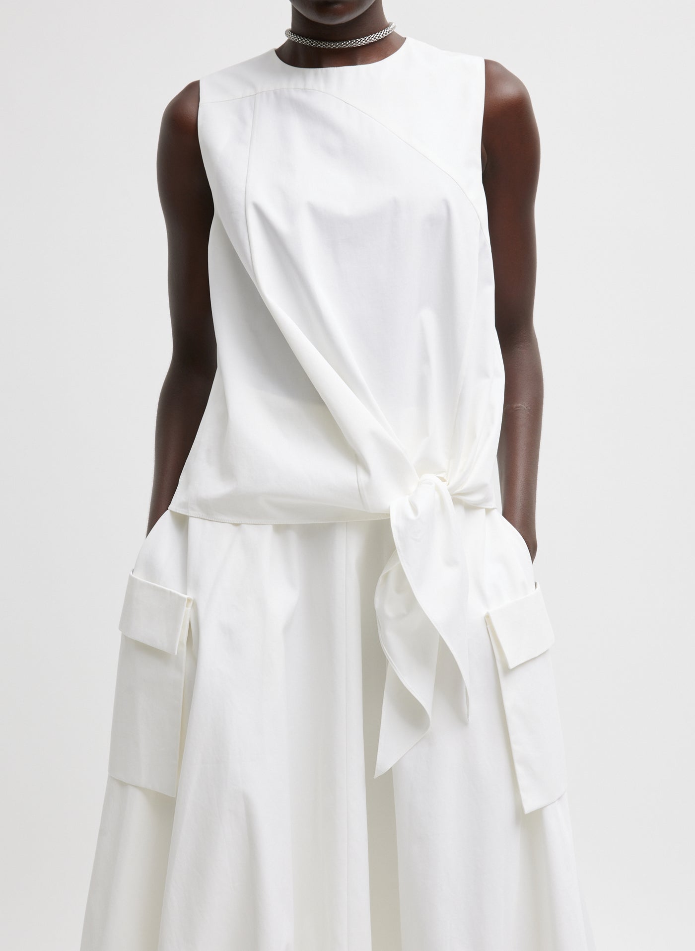 Tibi Biotwill Easy Tie Top in Optic White – Pivot